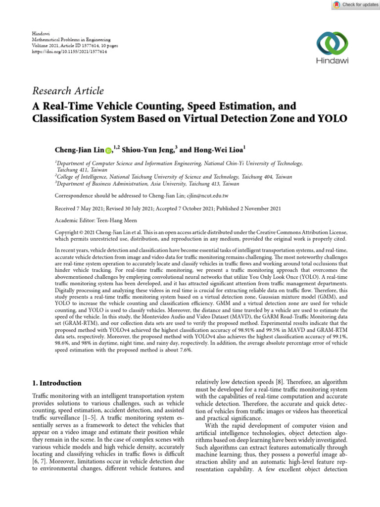 A Real-Time Vehicle Counting, Speed Estimation, and Classification ...