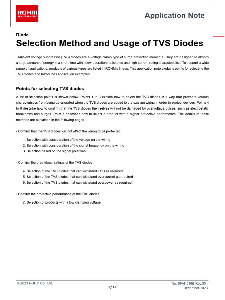 TVS Diode Selection Guide | PDF | Diode | Electrical Connector