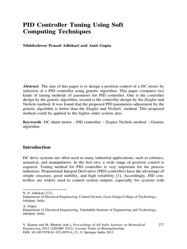 PID Controller Tuning Using Soft | PDF | Genetic Algorithm | Control Theory