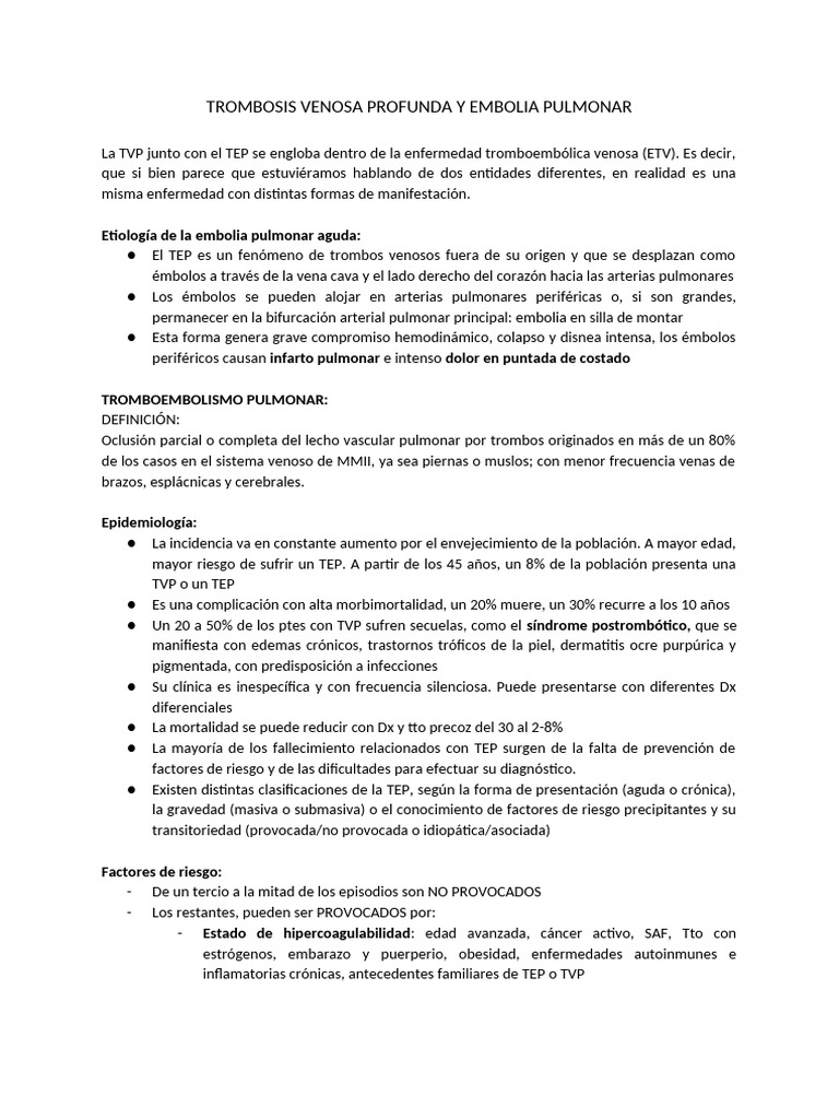 TVP y TEP | PDF | Embolia | Trombo