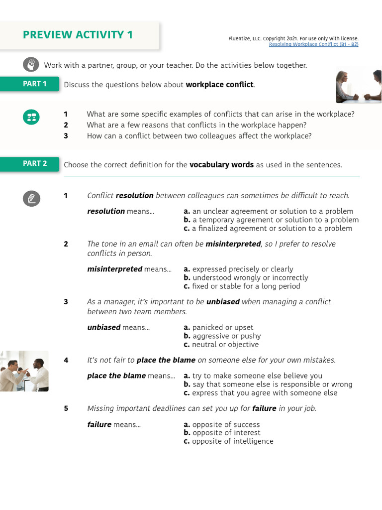Strategies for Resolving Workplace Conflict | PDF | Adverb | Conflict ...