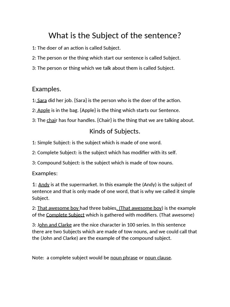 Understanding Sentence Subjects | PDF | Subject (Grammar) | Verb