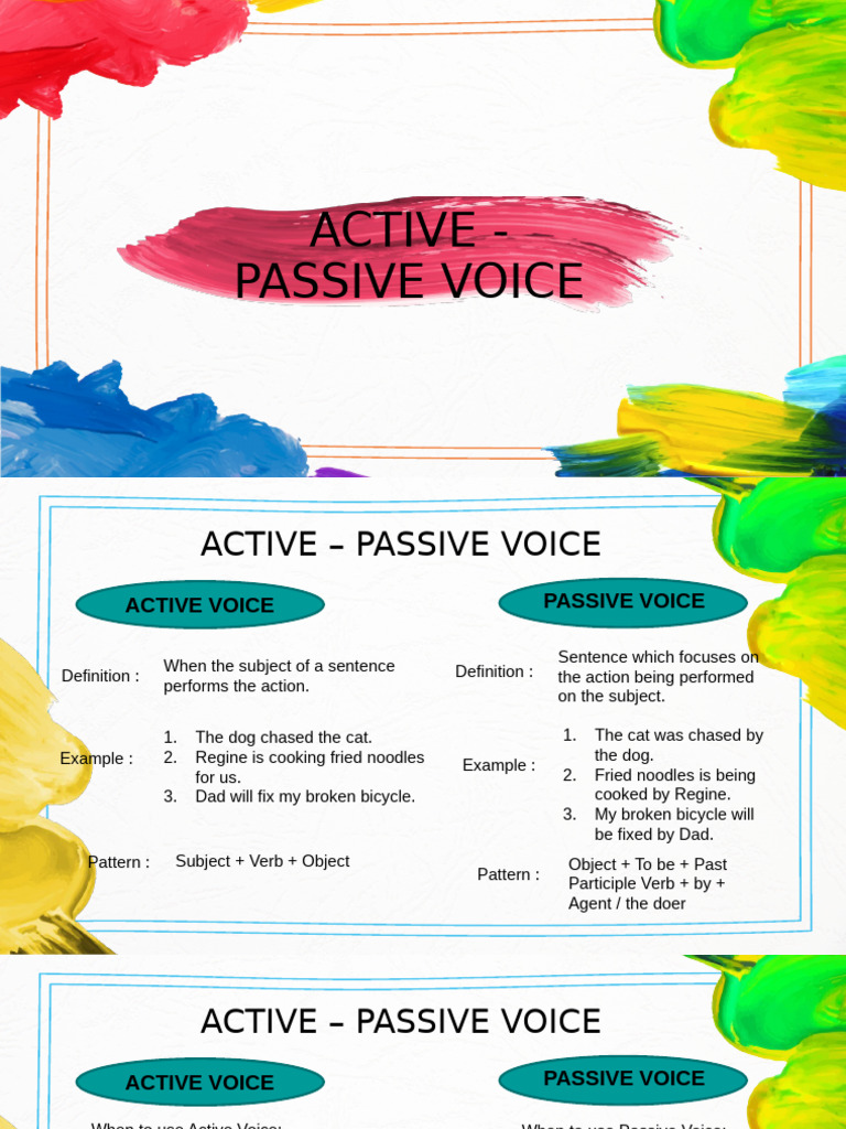 Active - Passive Voice Slide For Grade 8 | PDF | Subject (Grammar ...