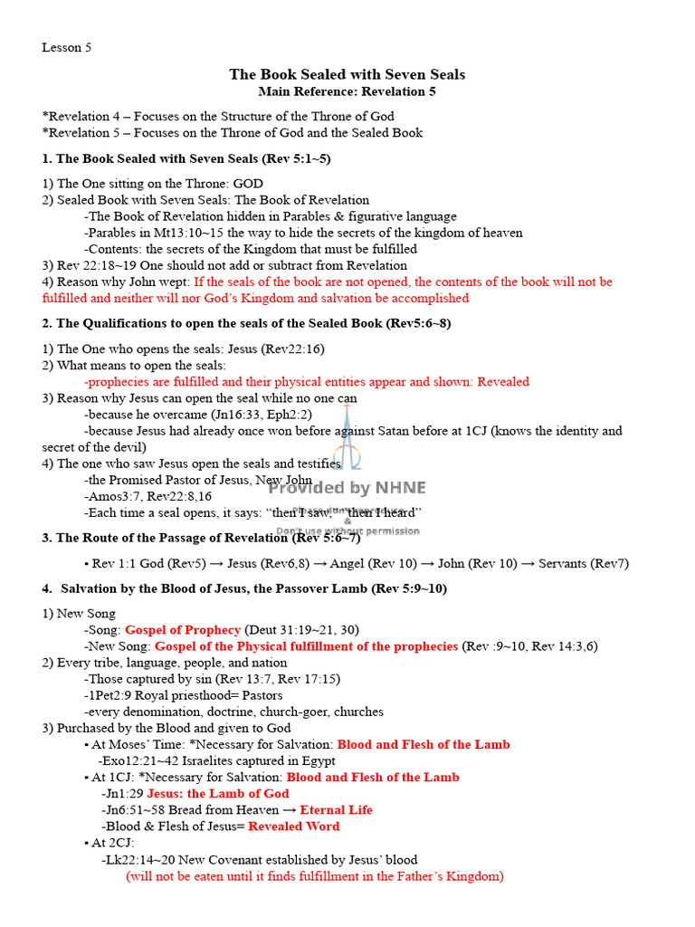 Lesson 5 The Book Sealed With Seven Seals | PDF | Jesus | Lamb Of God
