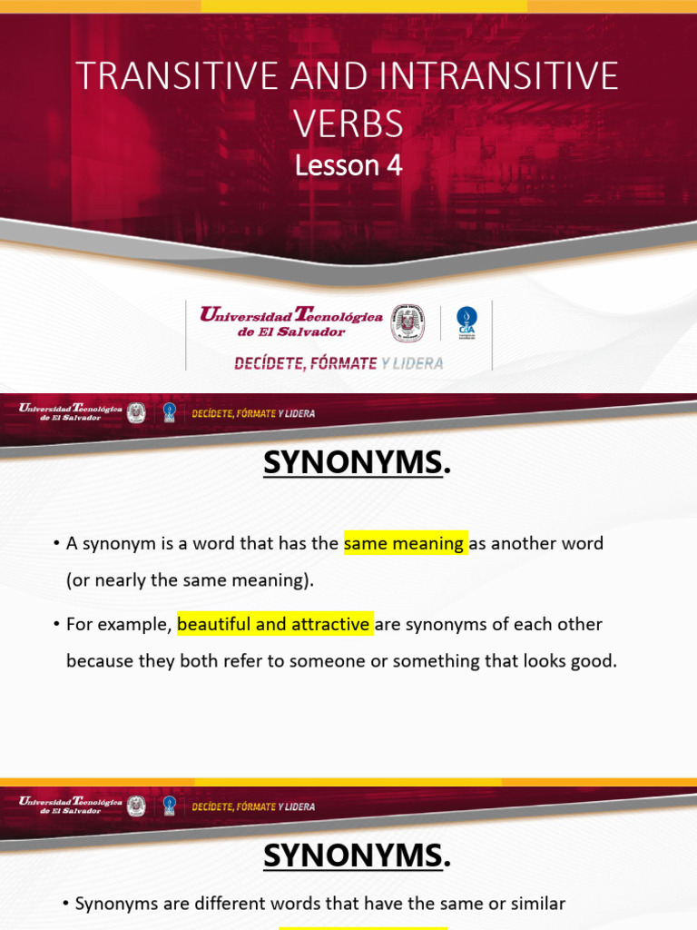 UNIT 1 LESSON 4 Transitive and Intransitive VERBS | PDF | Verb | Object ...