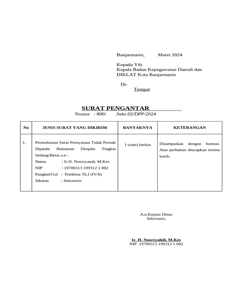 Surat Pengantar SKPP ASN | PDF