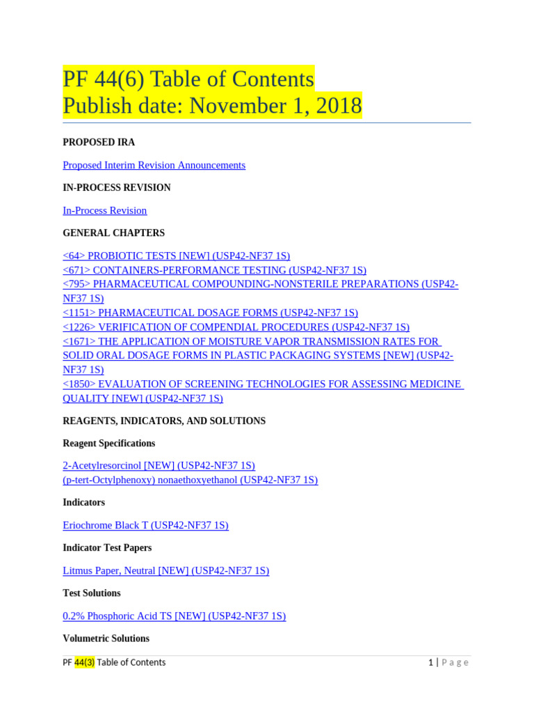 USP PF 44(6) Interim Revisions Guide | PDF | Pharmacology ...
