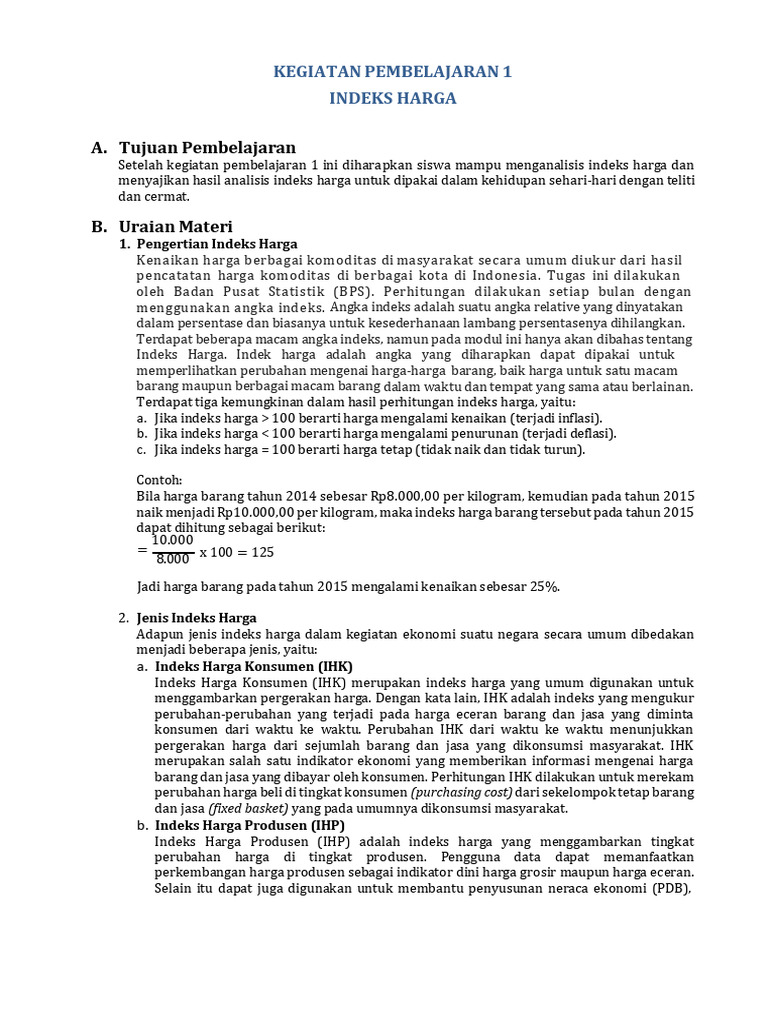 Analisis Indeks Harga dan Metodologinya | PDF
