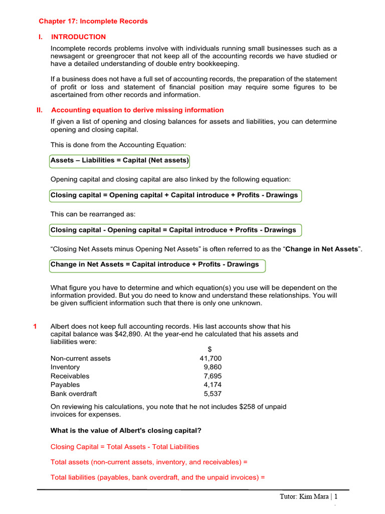Incomplete Records in Small Business Accounting | PDF | Business ...