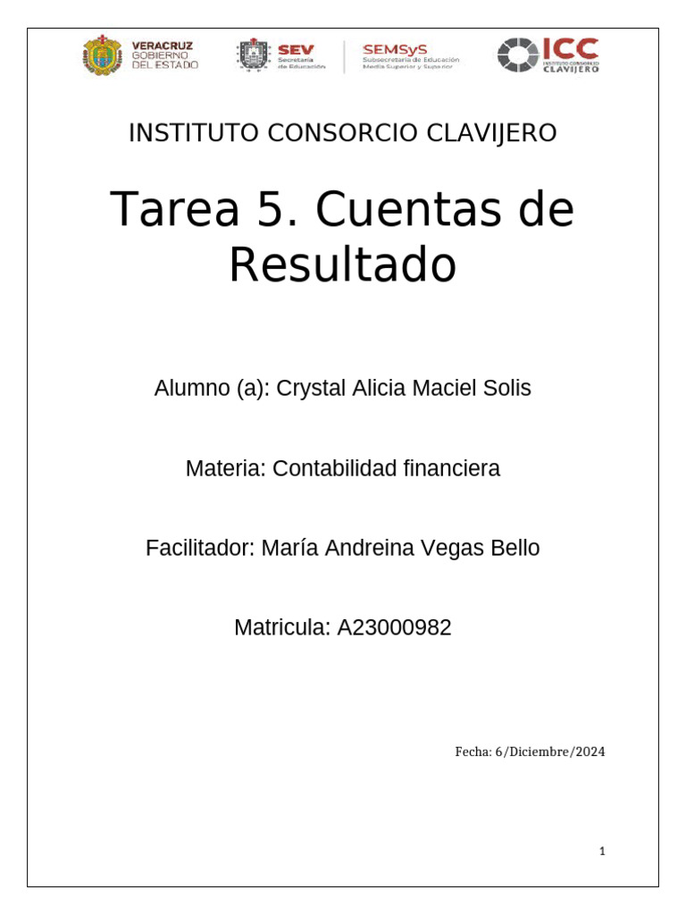 Tarea 5 Crystal Maciel | PDF | Contabilidad | Contabilidad financiera