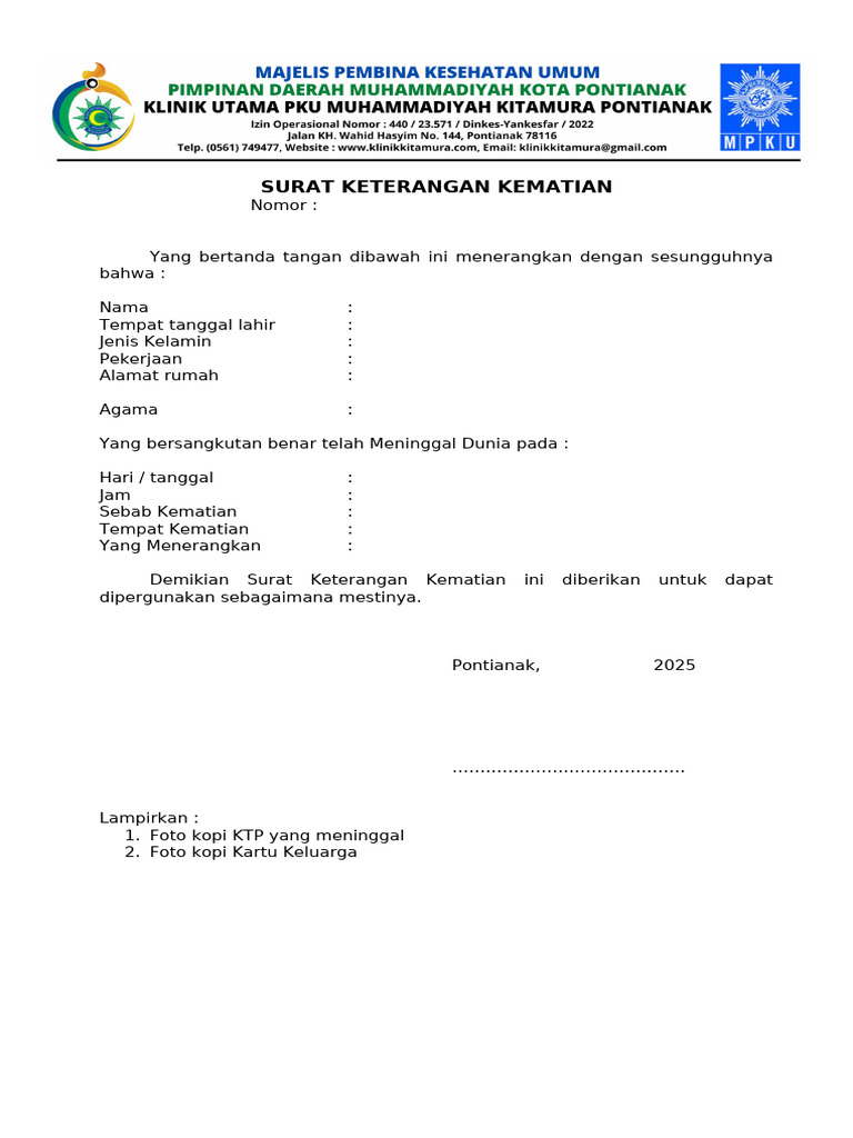 Form Surat Kematian | PDF