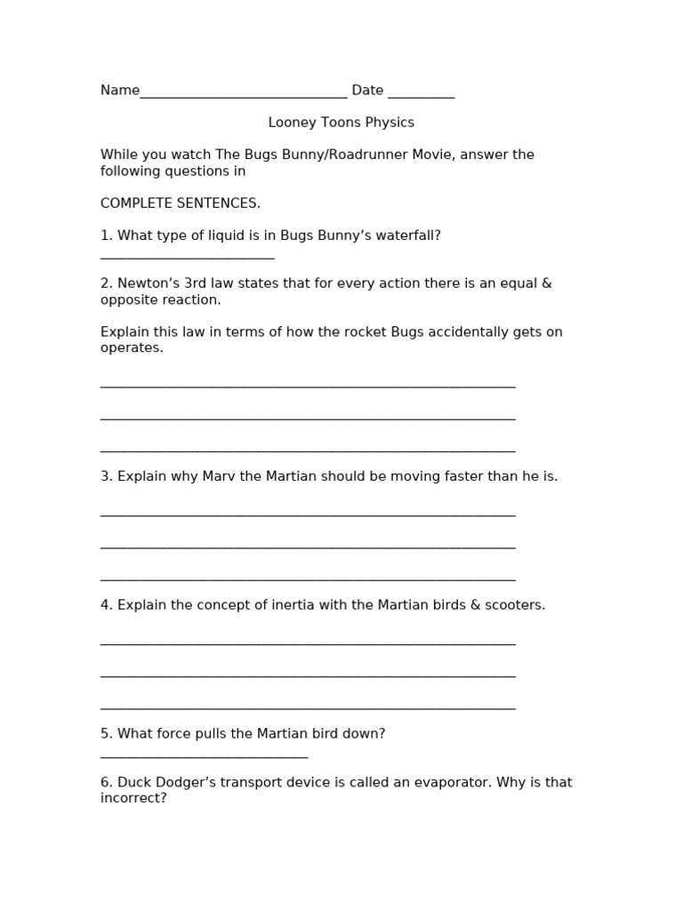 Looney Toons Physics | PDF | Force