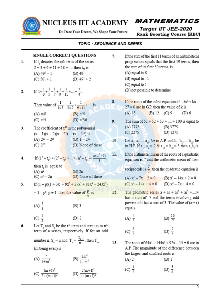 Sequence and Series Problem Set | PDF | Numbers | Mathematics