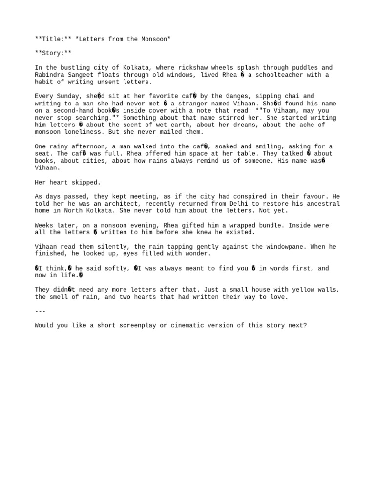 Monsoon Letters of Love | PDF