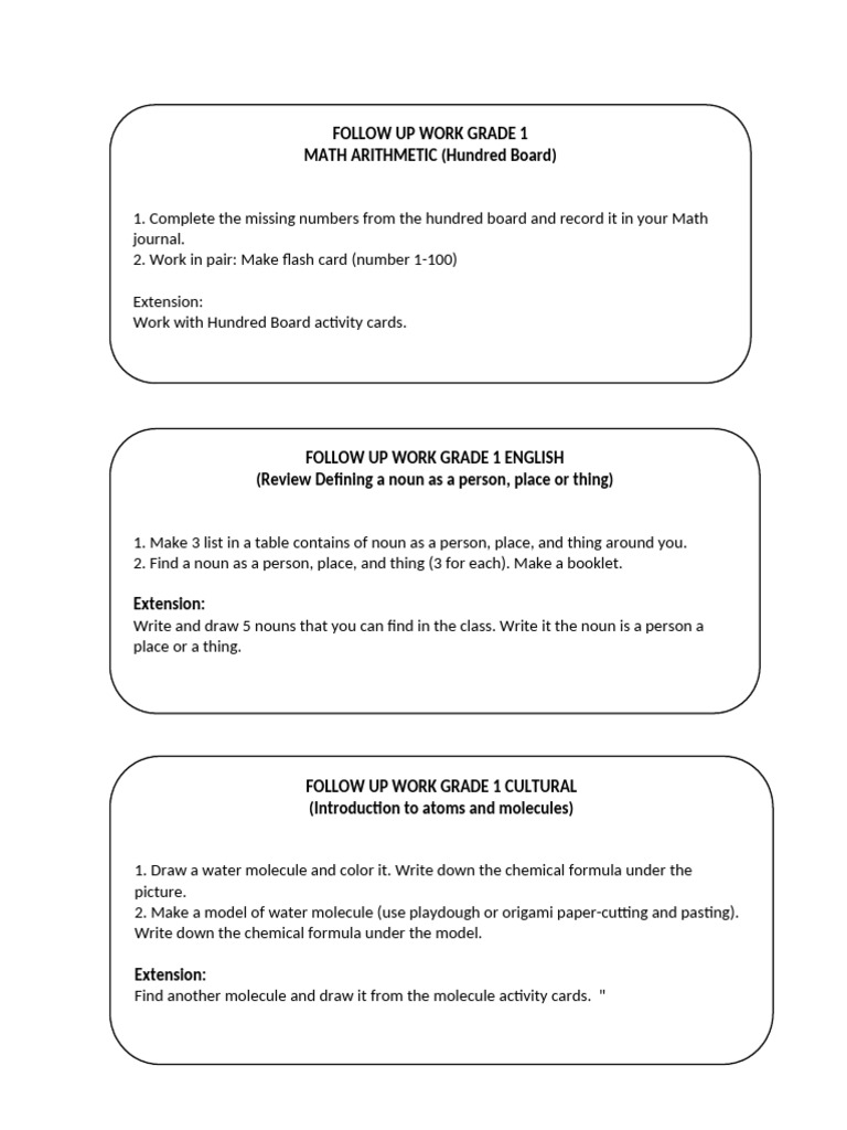 Grade 1-3 Follow-Up Activities Guide | PDF | Plural | Grammatical Number