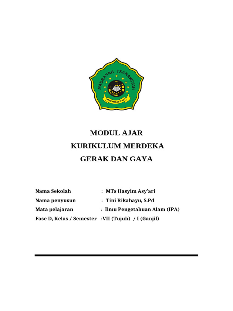 Modul Ajar IPA: Gerak dan Gaya Kelas VII | PDF