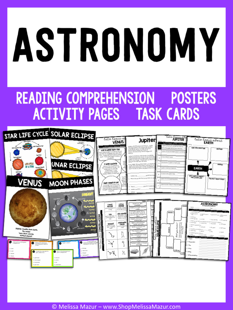 Astronomy: Reading Comprehension Posters Activity Pages Task Cards ...
