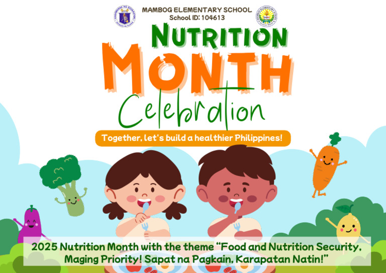 Nutrition Month Poster in Green and Orange Color With Grass Field ...