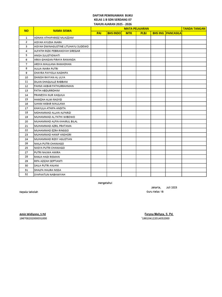 Form Peminjaman Buku 1 B - 1 | PDF