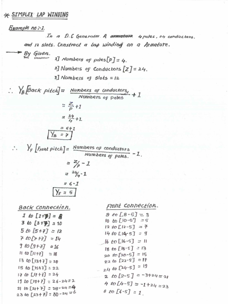 Lap Winding Solved Examples | PDF