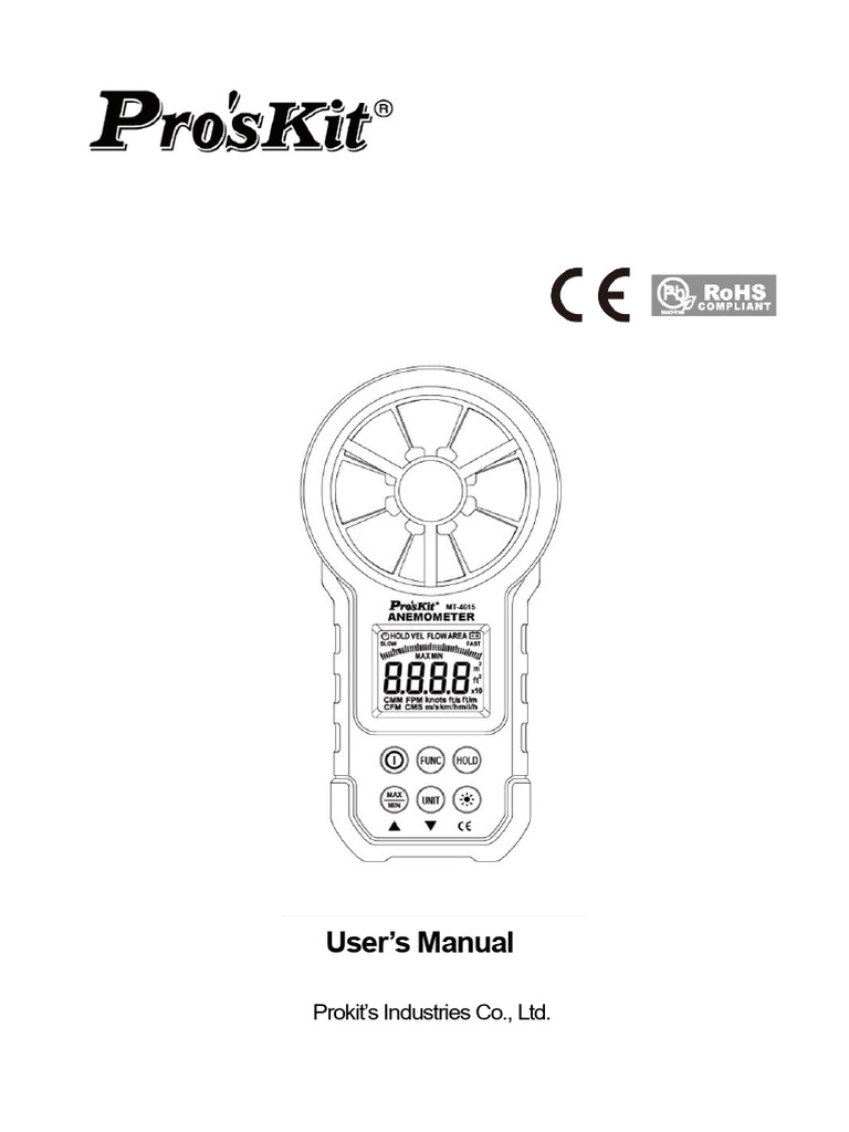 Anemometer User Manual | PDF | Humidity | Wind Speed