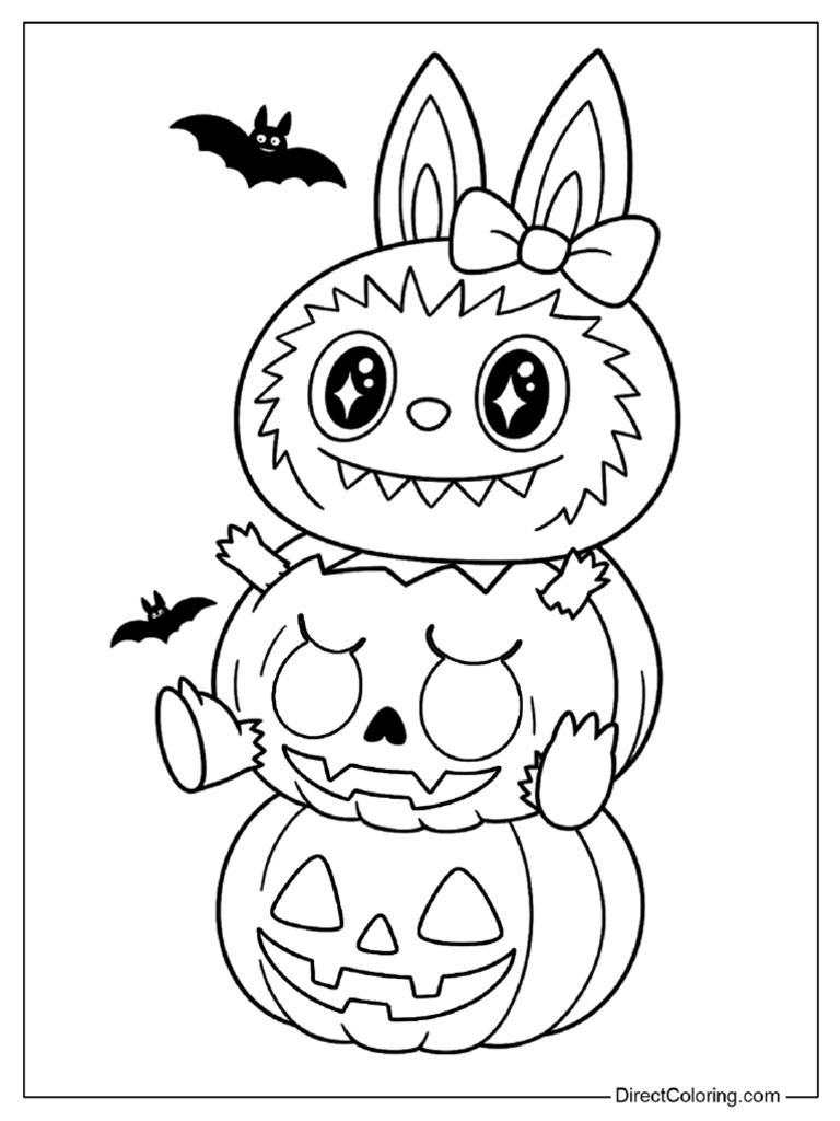Labubu Pumpkin Halloween Coloring Page | PDF