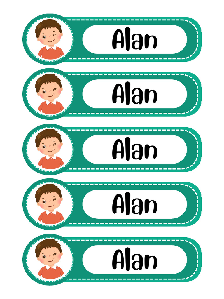 White Colorful Illustrative Cute Label Name A4 Document (21 x 29.7 Cm ...