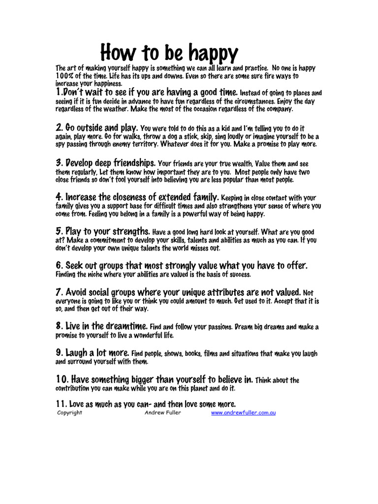 11 Tips for Lasting Happiness | PDF