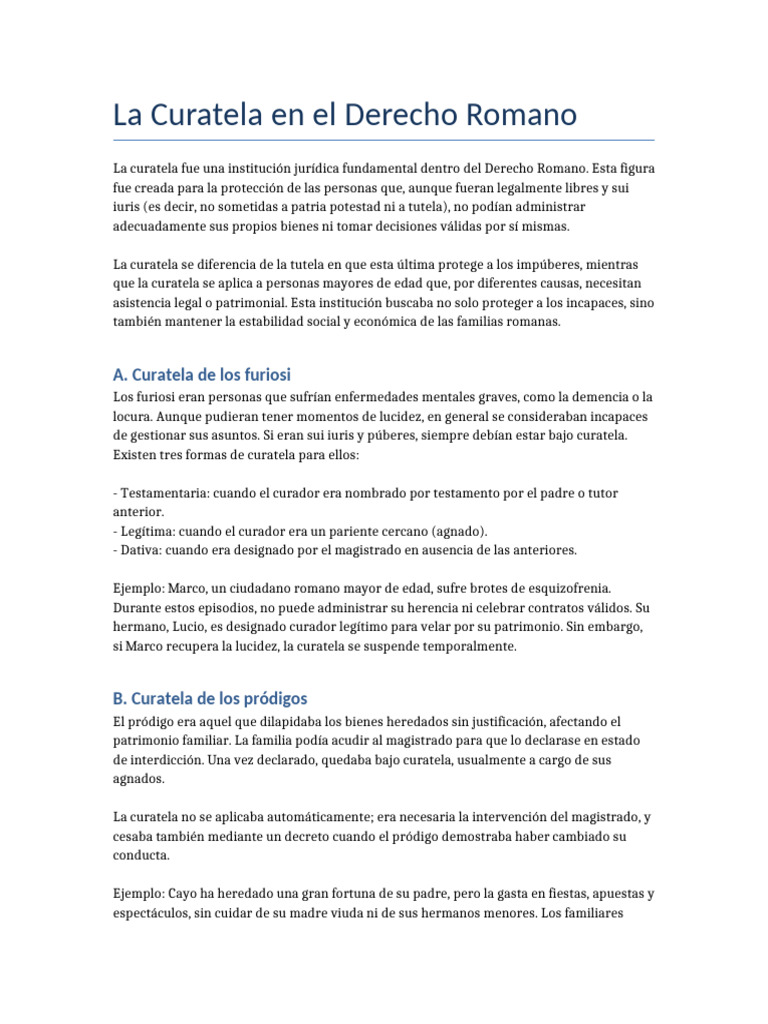 Curatela en el Derecho Romano | PDF | Guardián legal | Justicia