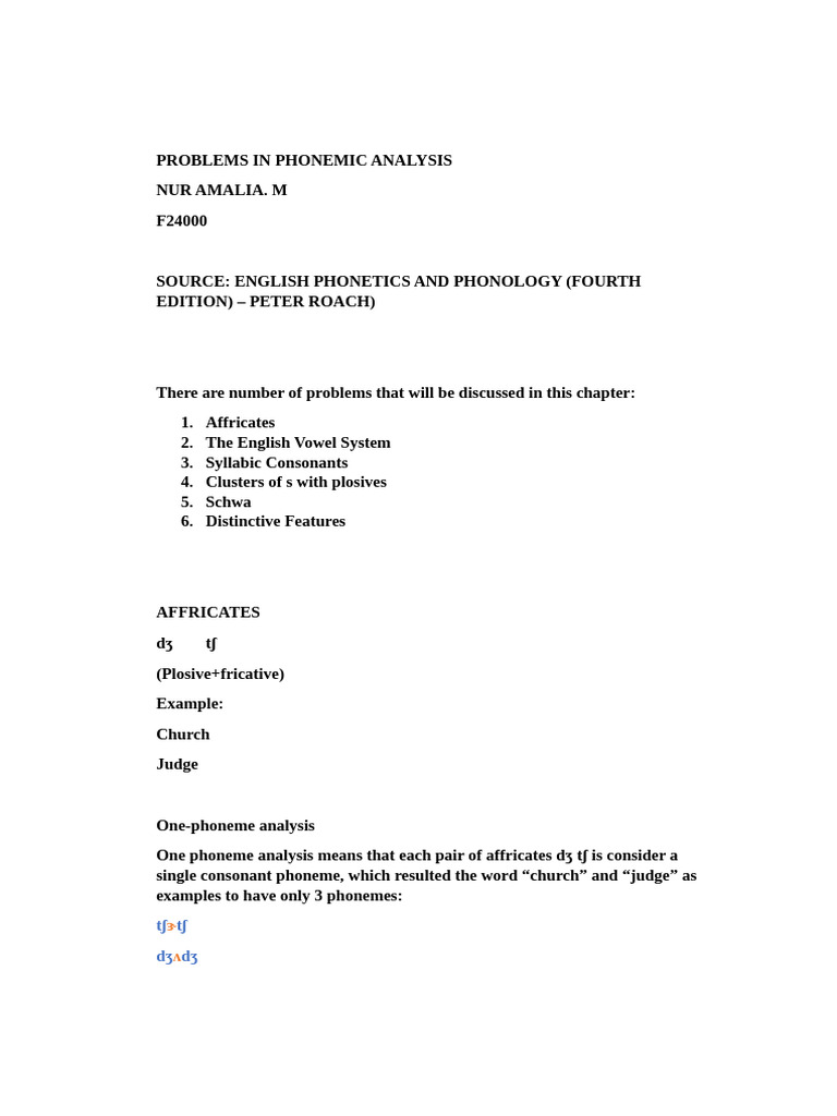 Problems in Phonemic Analysis | PDF | Phoneme | Consonant