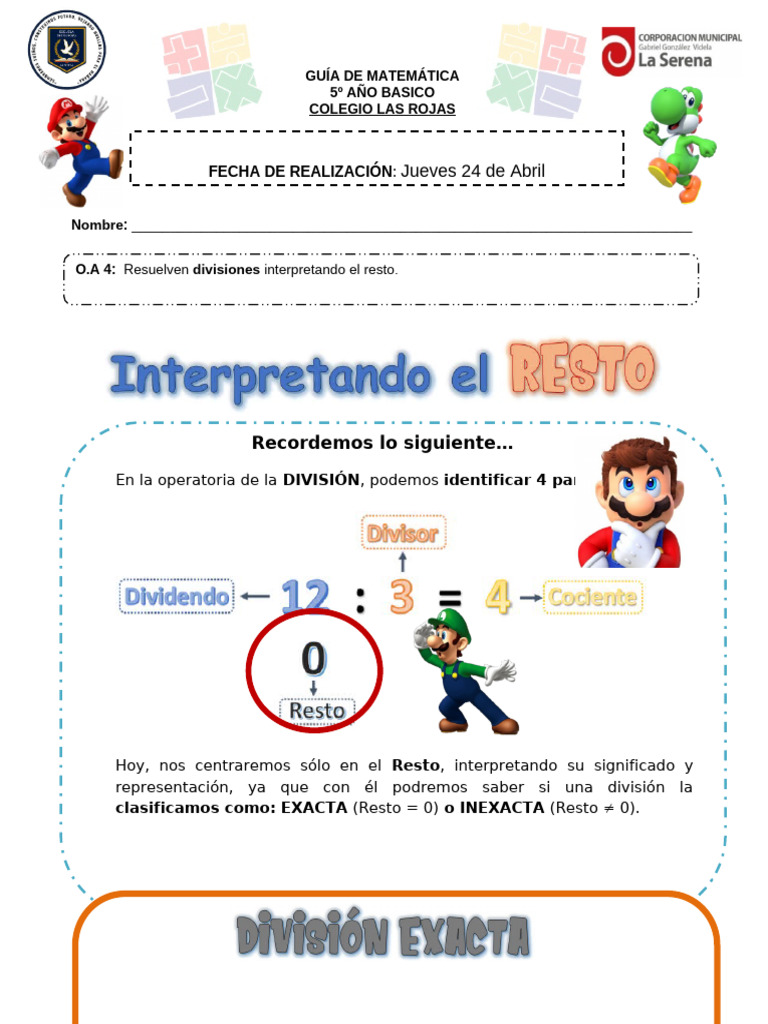 Divisiones con Resto en Matemática | PDF
