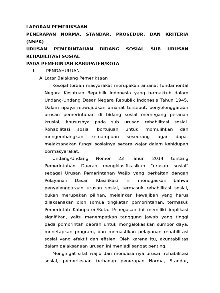 Contoh LHP Rehabilitasi Sosial | PDF