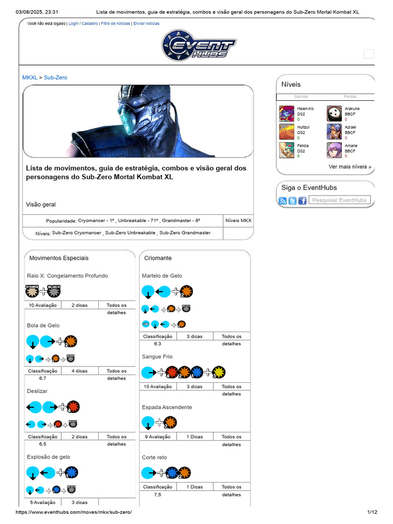 Guia Completo do Sub-Zero em MKXL | PDF