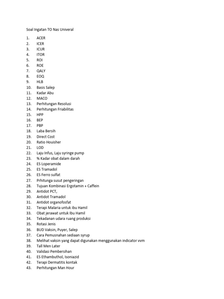 Soal Ingatan TO Nas Univeral | PDF