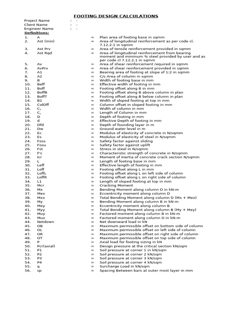 Footing Design Calculations Guide | PDF | Structural Engineering ...