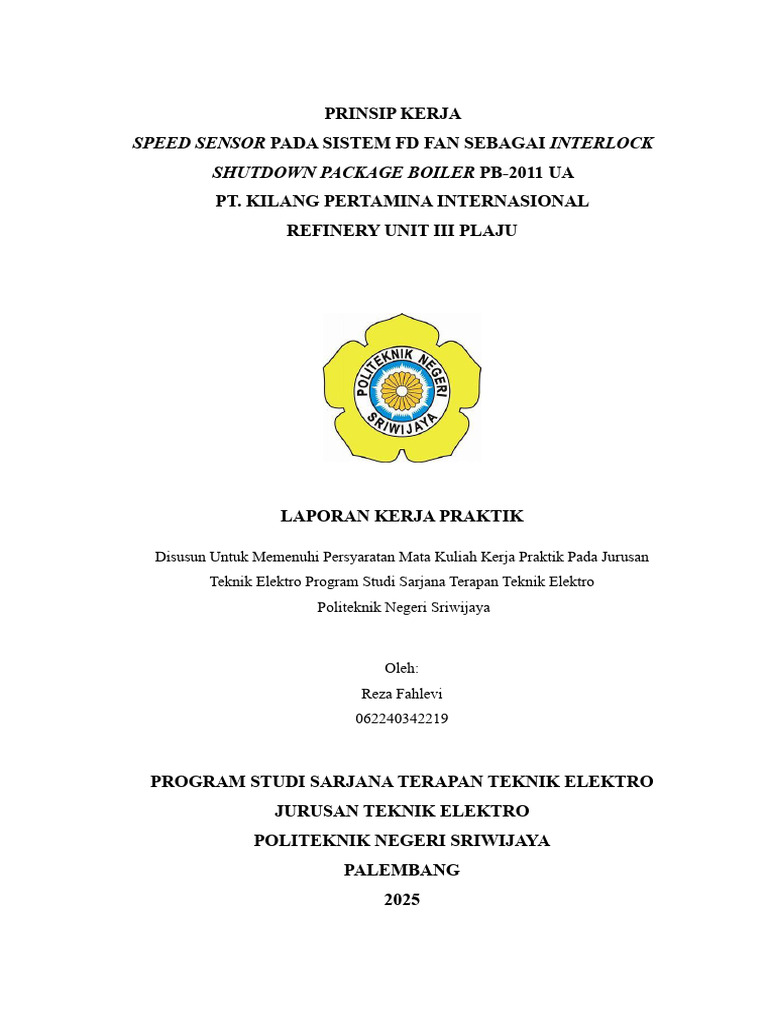 Laporan Kerja Praktik - Reza Fahlevi - PT - Kpi Ru Iii - Plaju. Revisi ...