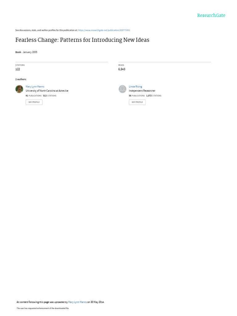 Fearless Change Patterns for Introducing New Ideas (1) | PDF