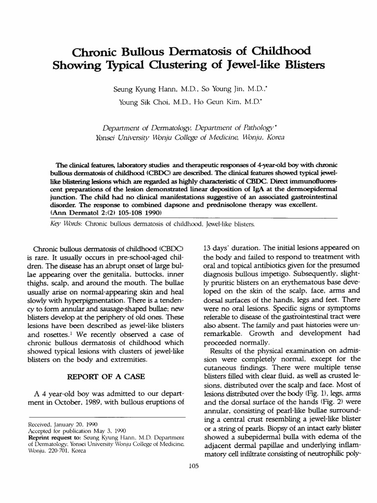 Chronic Bullous Dermatosis of Childhood Showing Typical Clustering of ...