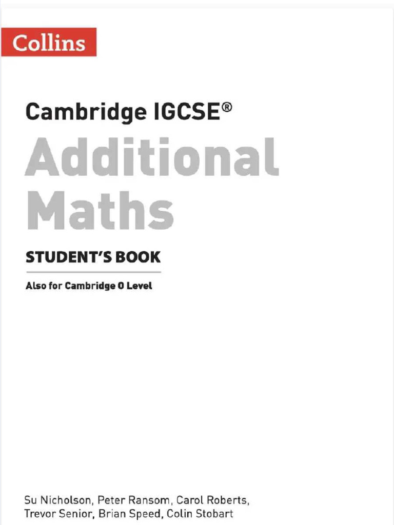 PDF Cambridge Igcse Additional Maths Student Book Cambridge ...