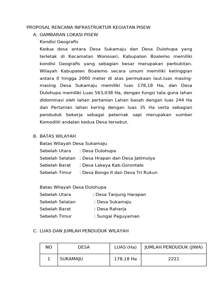 Proposal Rencana Infrastruktur Kegiatan Pisew | PDF