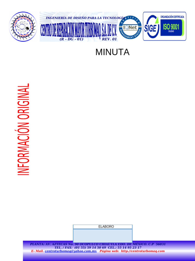 (R-DG-01) Formato Minuta de Junta | PDF