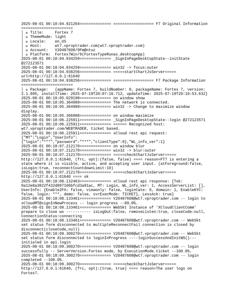 Fortex 7 Login and Initialization Logs | PDF | Computing | Software ...