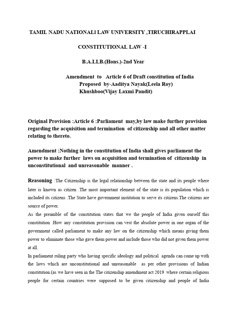 Draft Constitution Amendment | PDF | Citizenship | Constitution