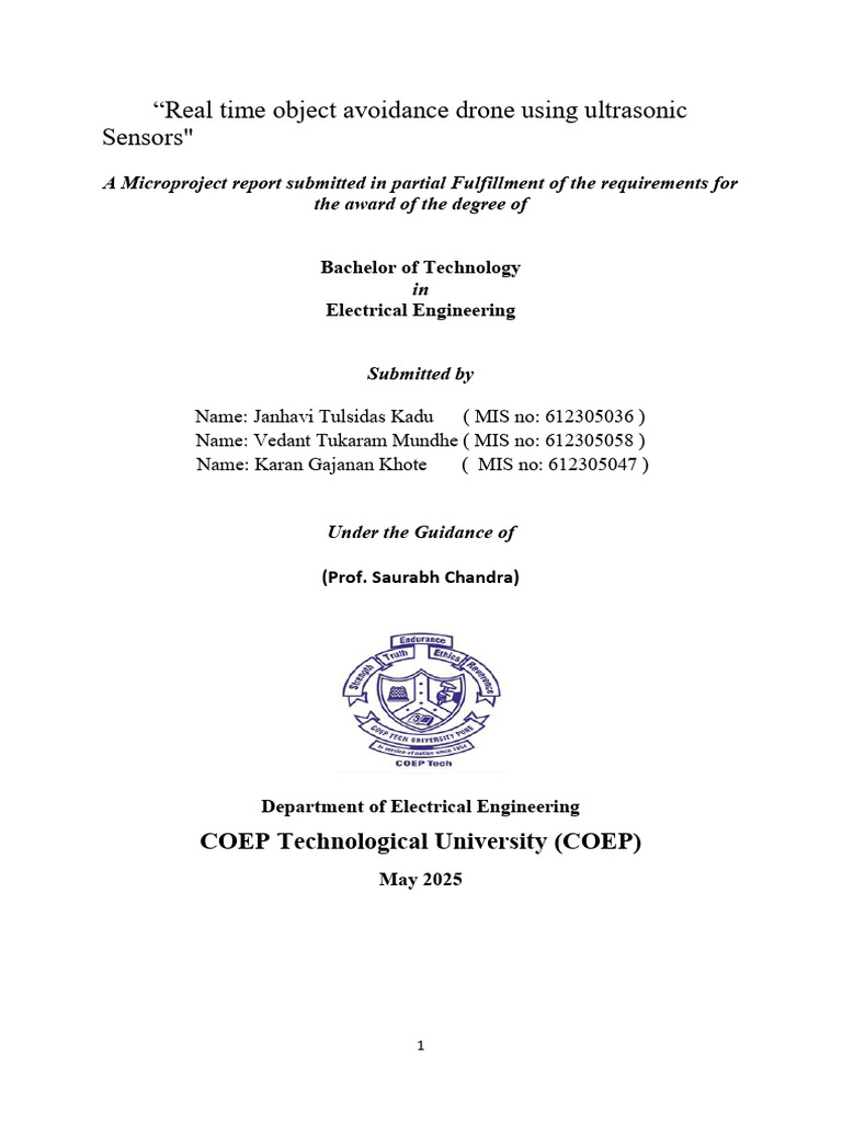 MicroProject Final Report | PDF | Unmanned Aerial Vehicle | Communication