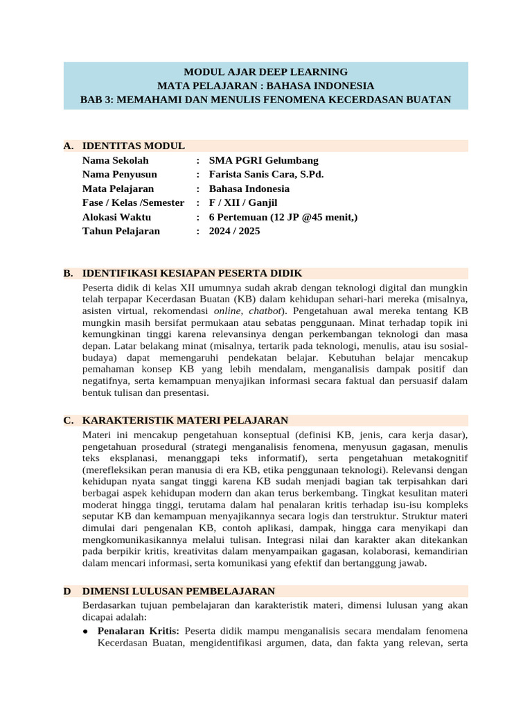 Modul Bab 3 Memahami Dan Menulis Fenomena Kecerdasan Buatan | PDF