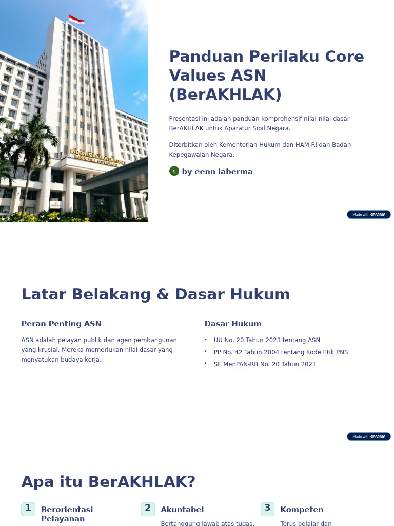 Panduan Perilaku Core Values ASN BerAKHLAK (3) | PDF