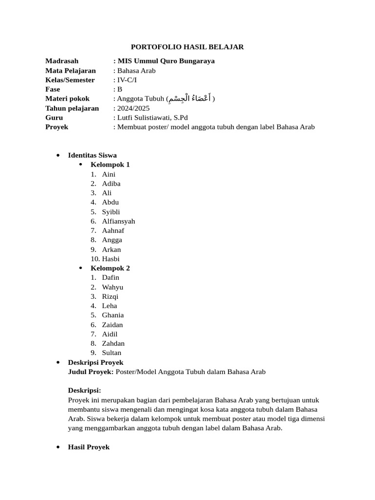 Portofolio Hasil Belajar | PDF