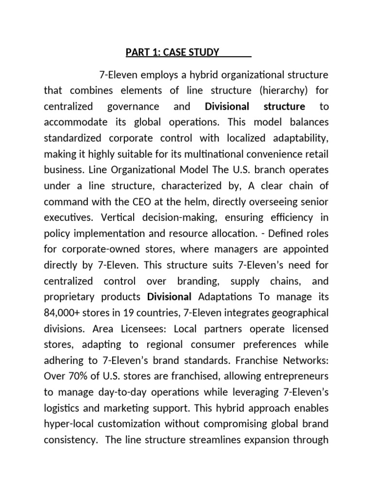 7-Eleven's Hybrid Divisional Structure | PDF | Organizational Structure ...