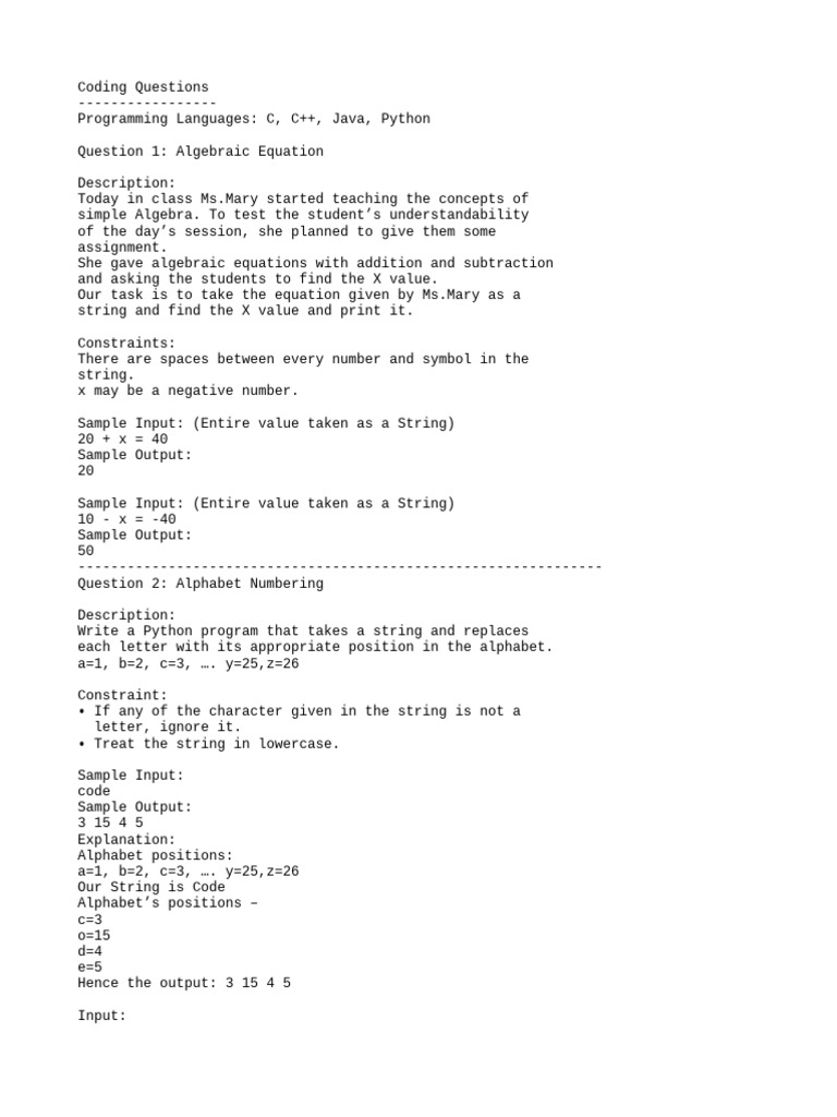 DeltaX - Coding Practice | PDF | String (Computer Science) | Alphabet