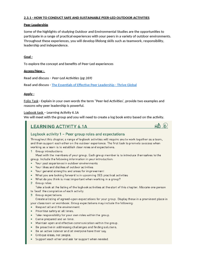2.3.1 - How To Conduct Safe and Sustainable Peer-Led Outdoor Activities ...